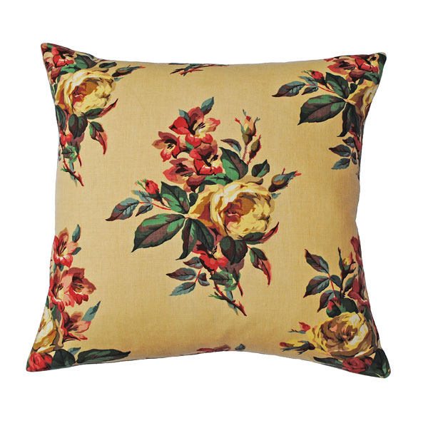 Linen Painted Roses Cushion